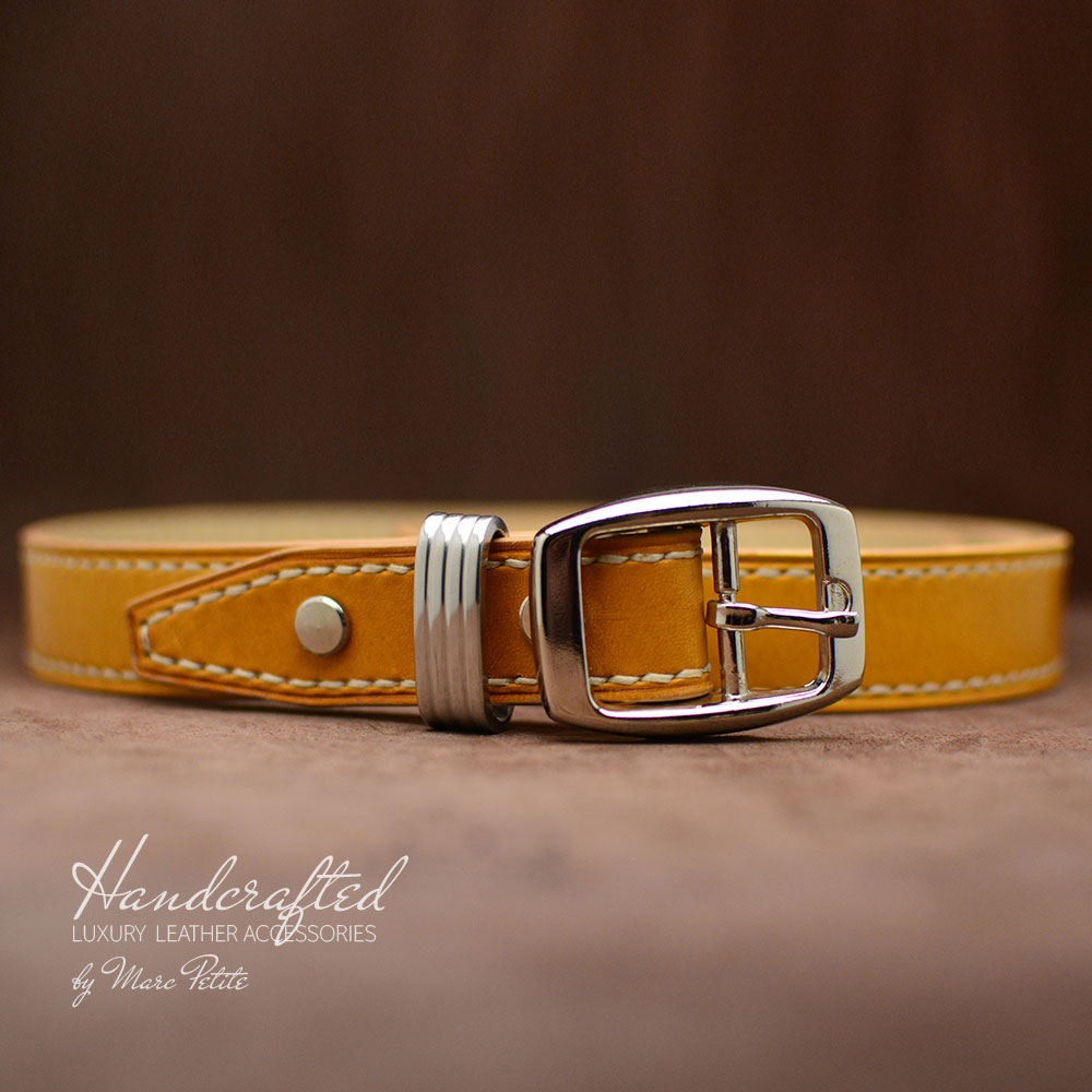 Yellow Mustard Leather Belt with Stainless Steel Buckle – Marc Petite